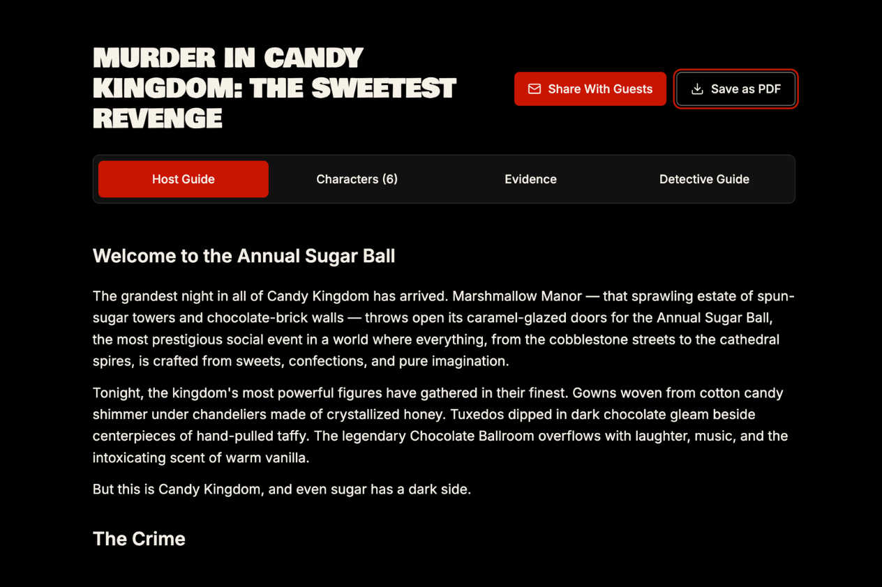 Murder Mystery Party Generator